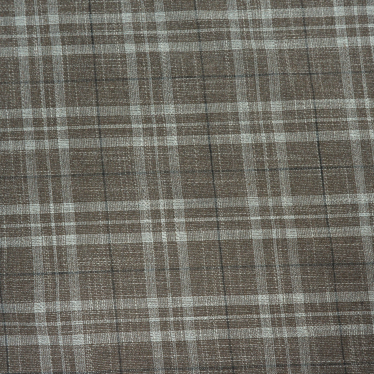 Light Brown And White Lines Plaid Dormeuil Rising Sun Fabric– Rex Fabrics