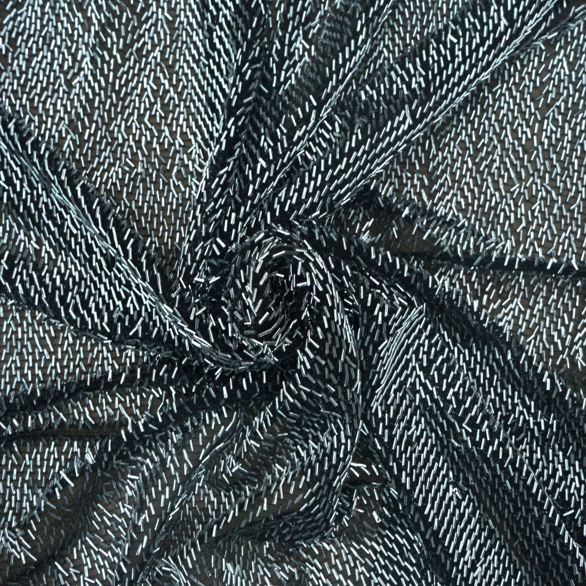Metallic Rainfall Tull Floral Design Embroidered Fabric | Rex Fabrics