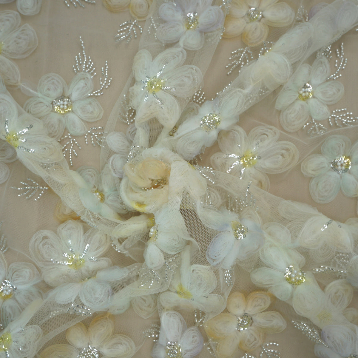 Golden Petal Whisper Tull Design Embroidered Fabric– Rex Fabrics