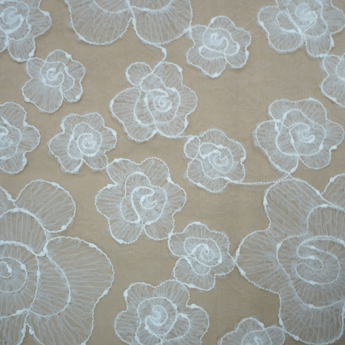 Lace Rose Garden Tull Design Embroidered Fabric | Rex Fabrics