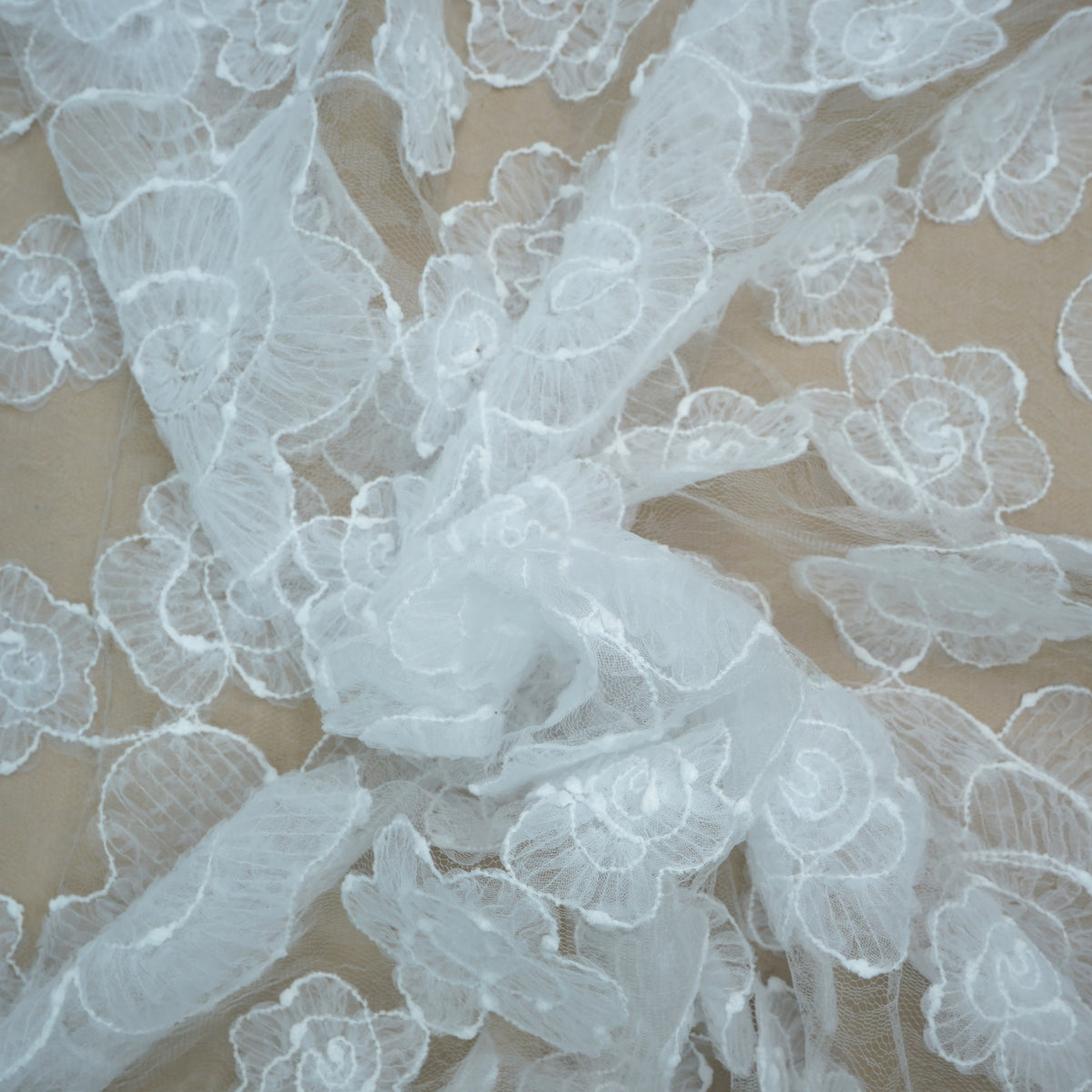 Lace Rose Garden Tull Design Embroidered Fabric | Rex Fabrics