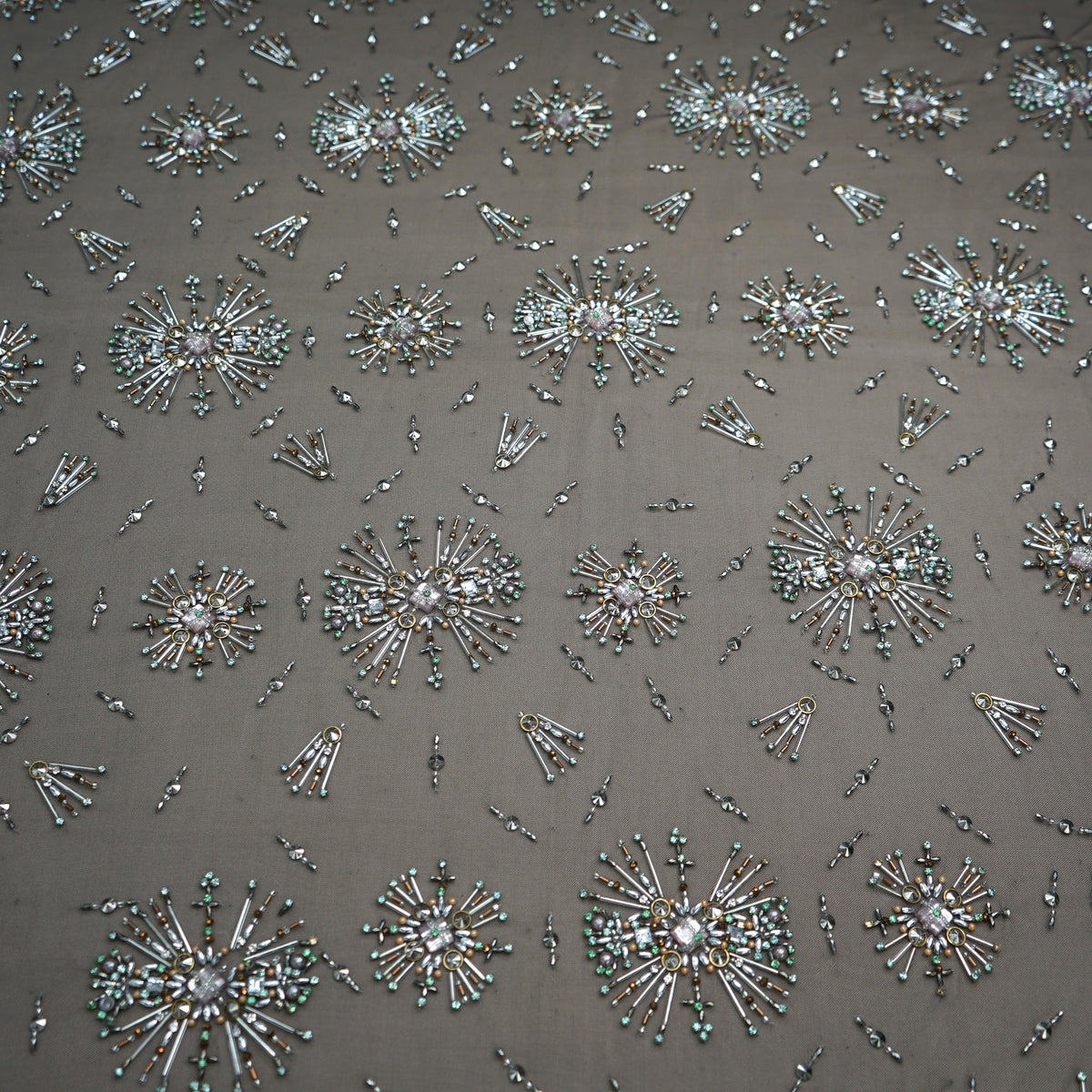 Celestial Burst Beaded Mesh Tulle Design Embroidered Fabric– Rex Fabrics