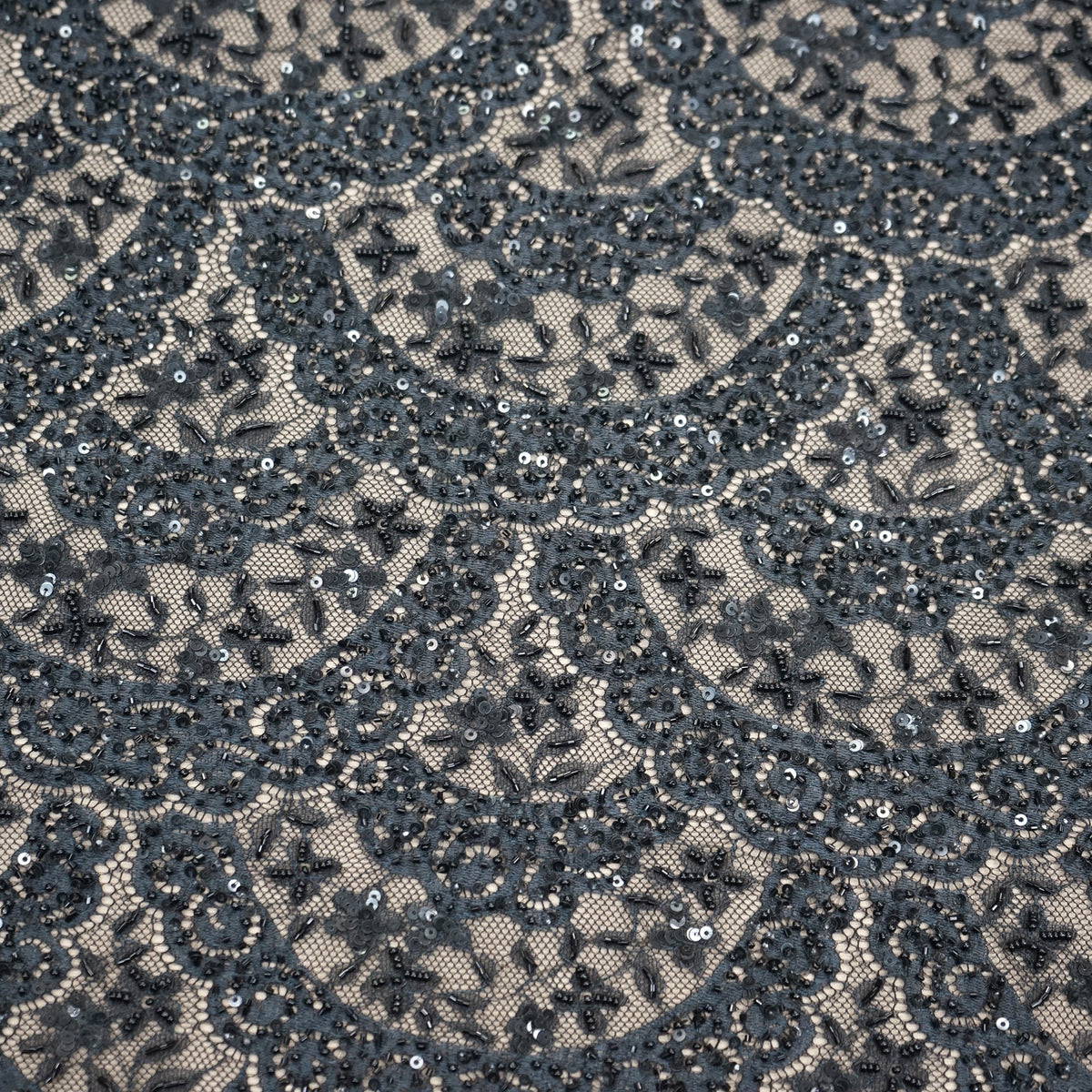 Deco Twilight Fan Lace Tulle Design Embroidered Fabric | Rex Fabrics