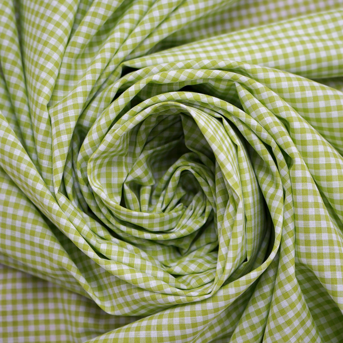 Lime Gingham 1/8" Cotton Blended Broadcloth | Rex Fabrics