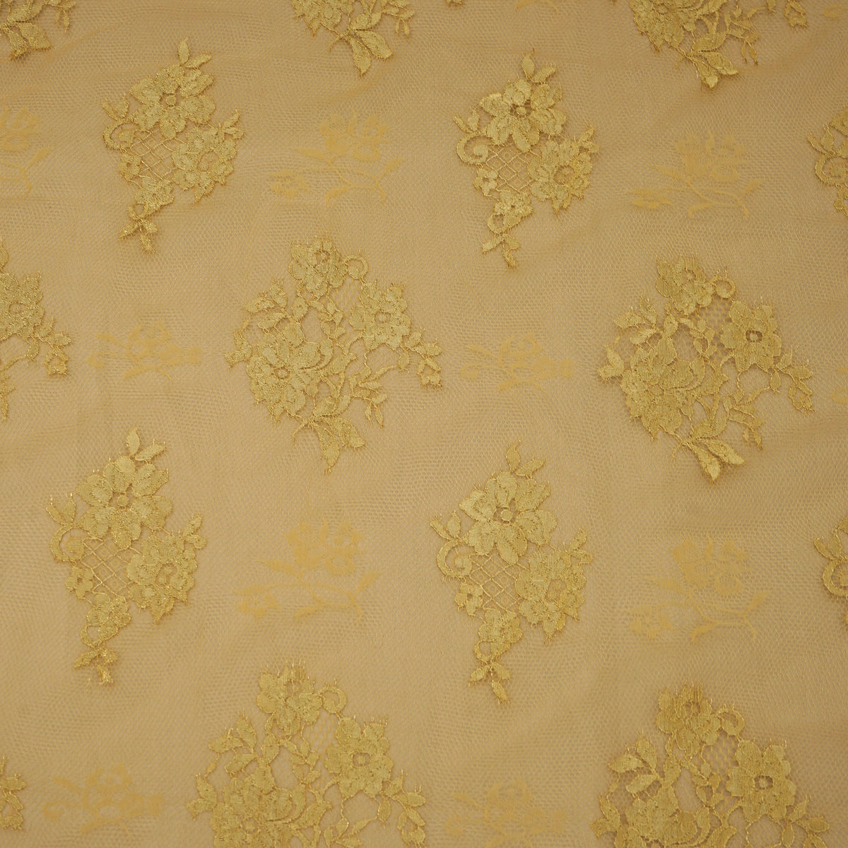 3.50 YDS Piece Golden Mute Yellow Floral Double Scallop Chantilly Lace ...