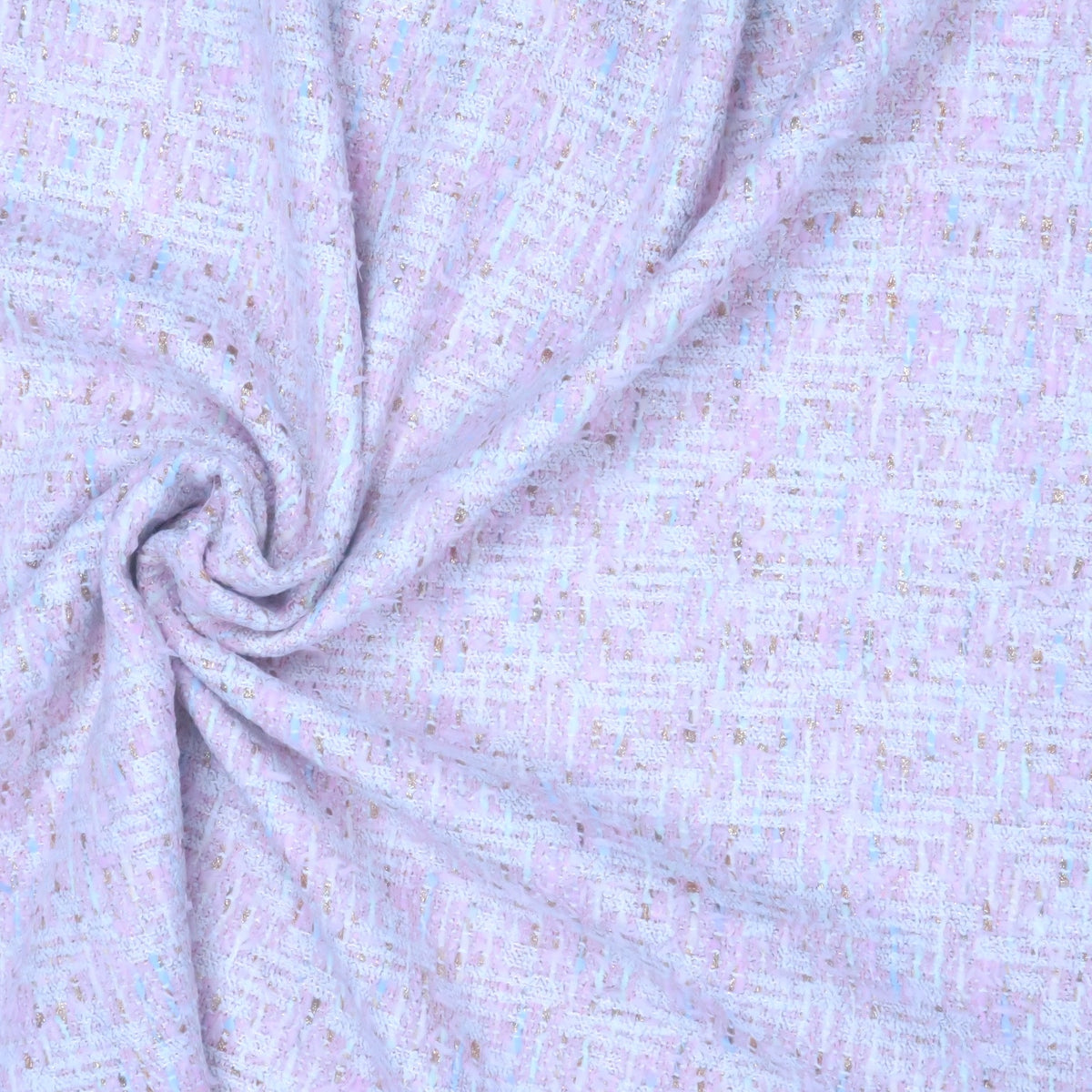 Pink Multicolored with Gold Lurex Thread abstract Tweed Bouclé Fabric ...