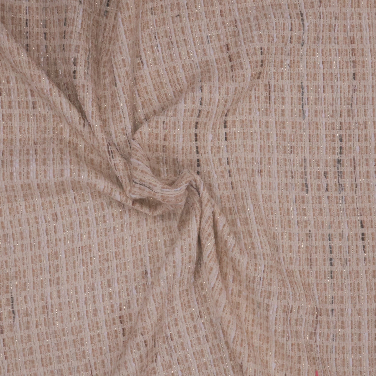 Beige with Gold Metallic Accents Stripe Texture Threaded Tweed Boucle ...