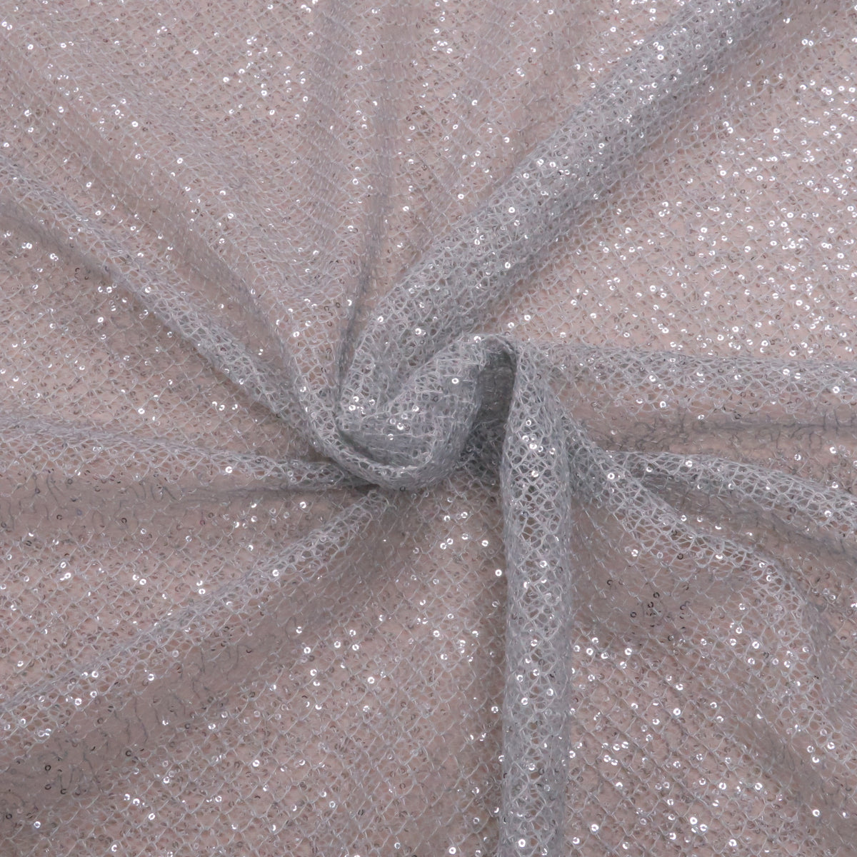 Gris Light Gray Sequins Embroidered Net Fabric | Rex Fabrics