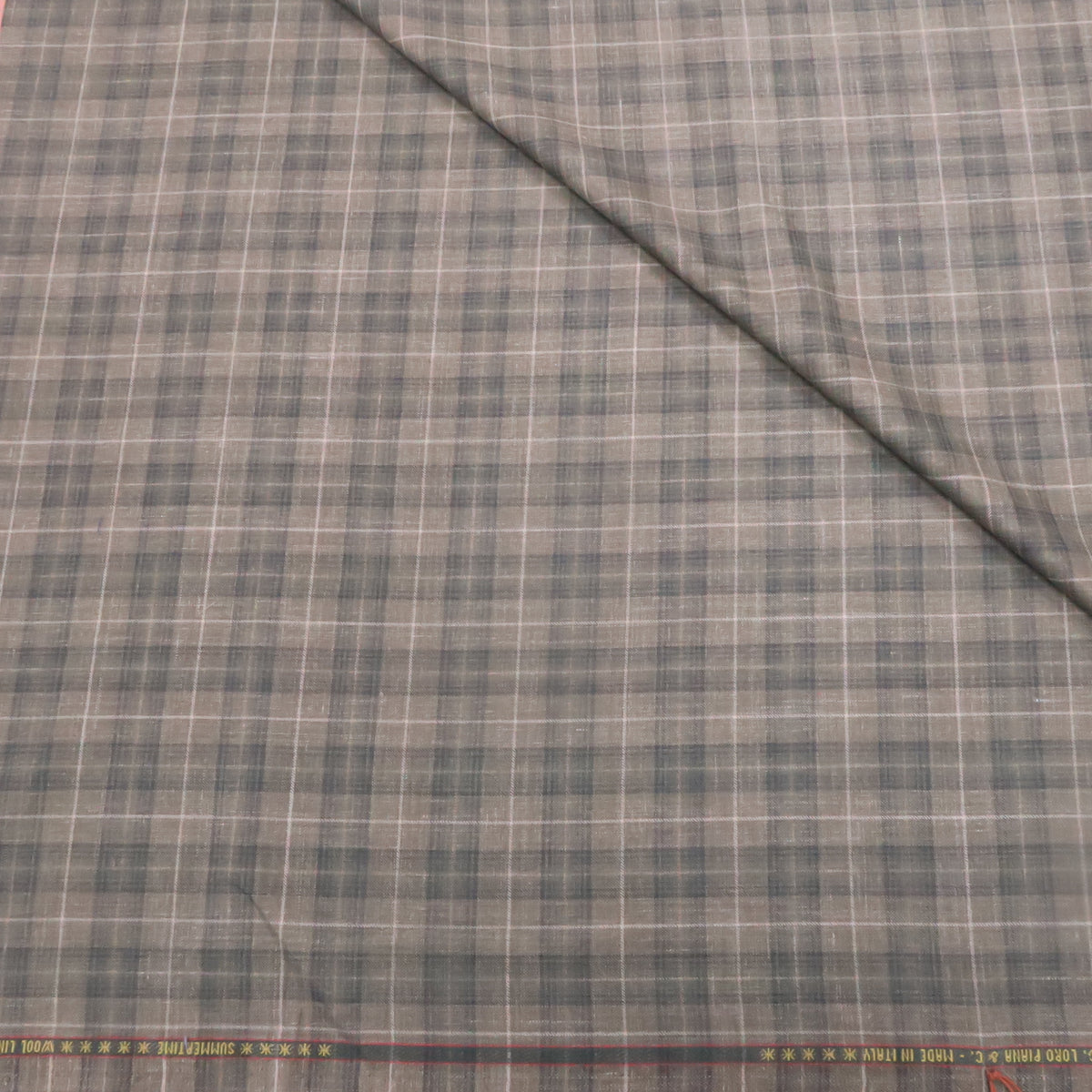 Spanish Green Windowpane Plaid Summertime Wool Silk and Linen Loro ...