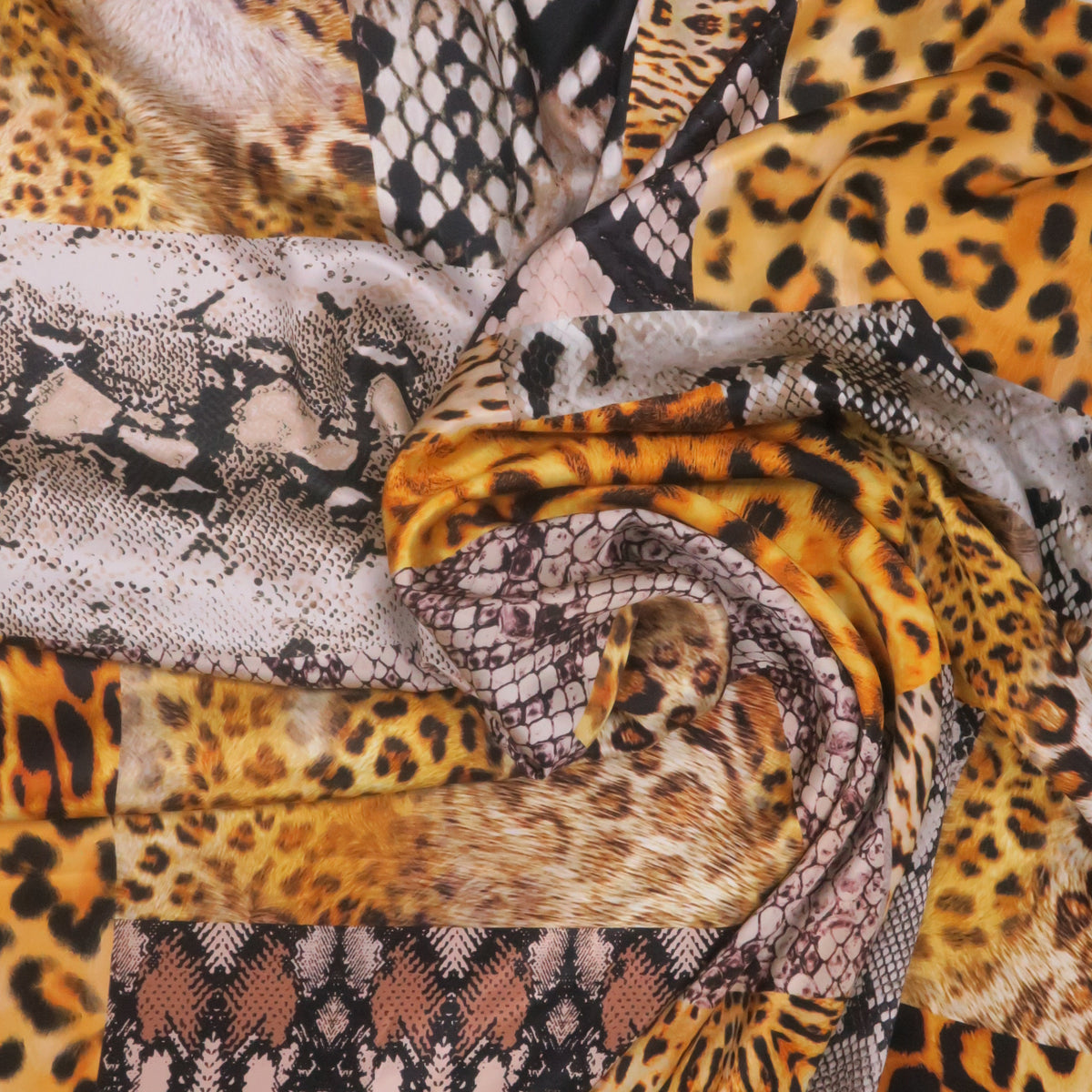 Leopard Cheetah Snake Skin Animal Print Silk Charmeuse Fabric | Rex Fabrics