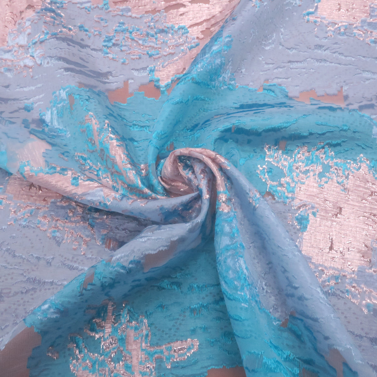 Light Blue and Metallic Abstract Embossed Textured Jacquard Brocade ...