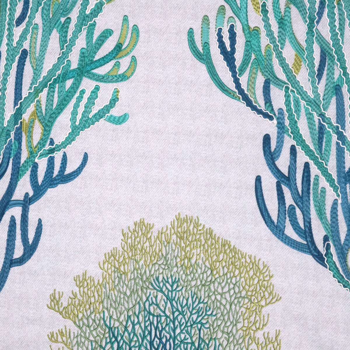 Green & Blue Caribbean Bermuda Coral Reef on Off White Background Line ...