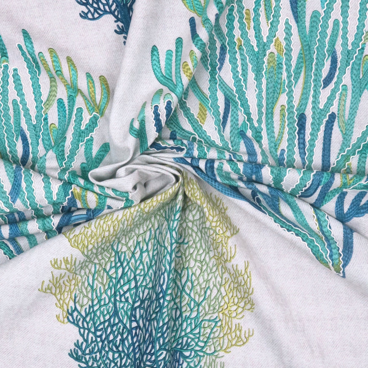 Green & Blue Caribbean Bermuda Coral Reef on Off White Background Line ...
