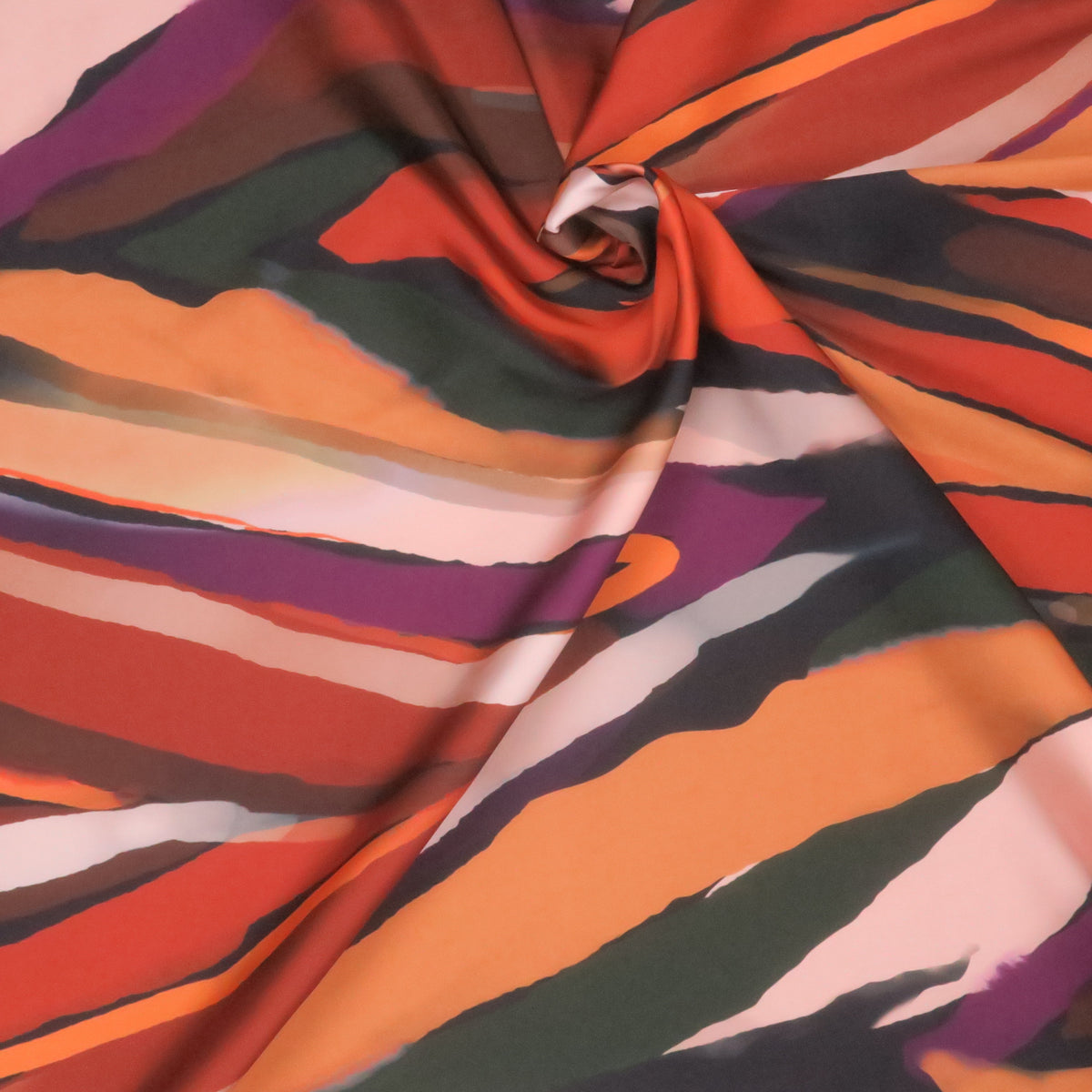 Chocolate Rust and Orange Pastel Colors Abstract Charmeuse Polyester ...