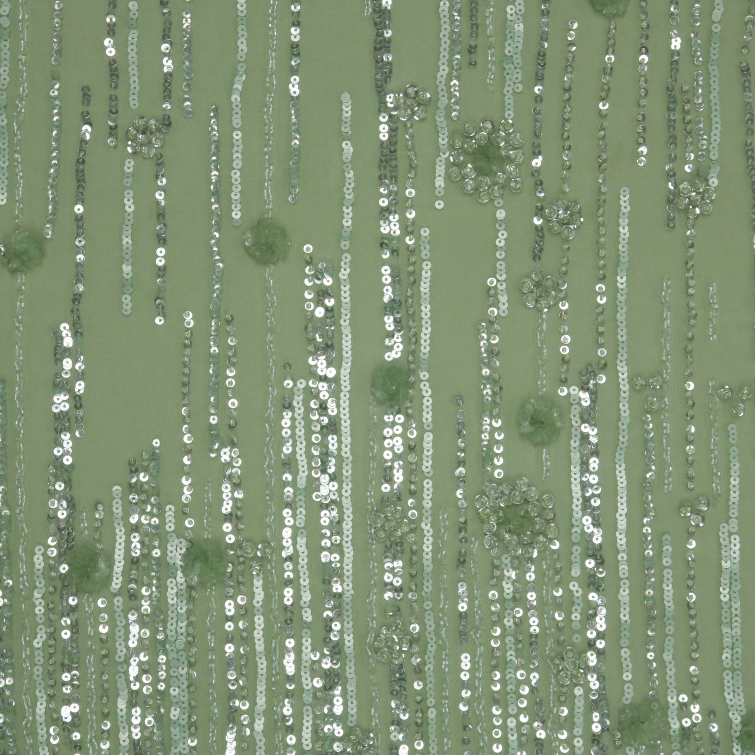 Mint Green Sequins Embroidered Tulle Fabric– Rex Fabrics