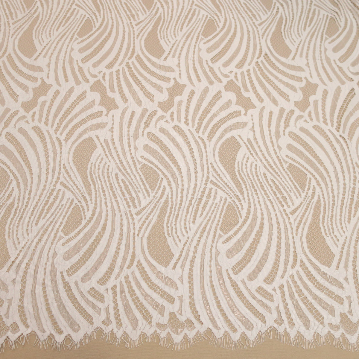 Off White Waves Embroidered Lace– Rex Fabrics