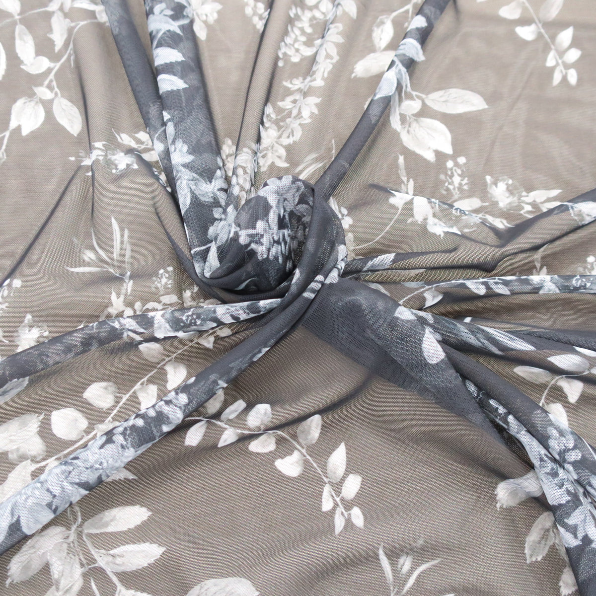 Black Stretch Netting with Floral Design Embroidered Tulle Fabric | Rex ...