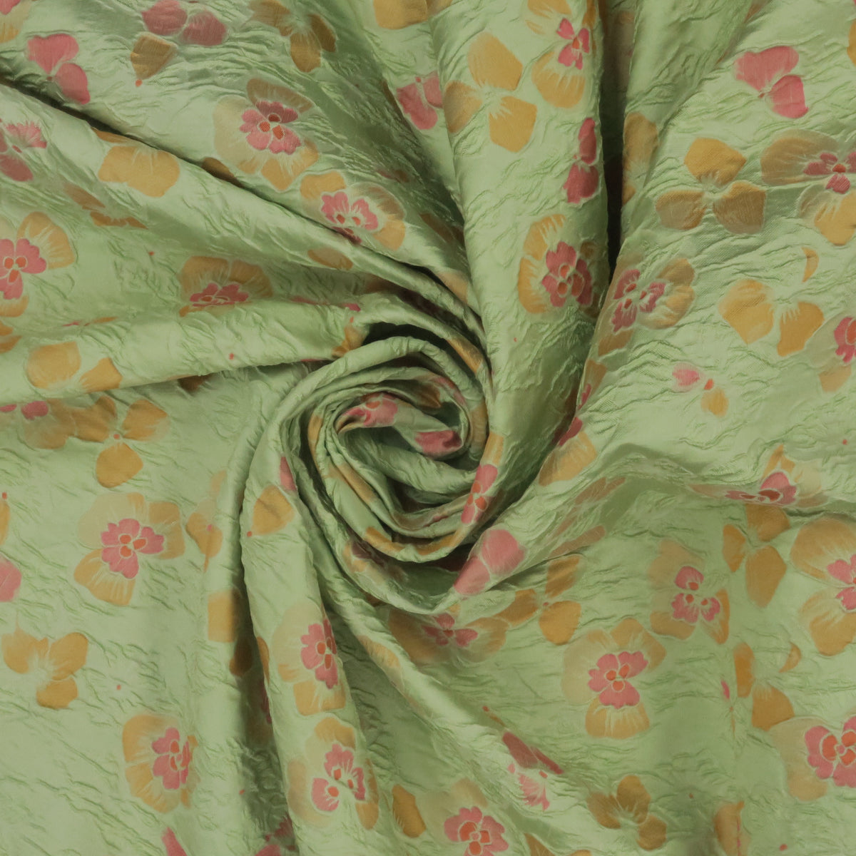 Pale Green Floral Textured Brocade Fabric | Rex Fabrics