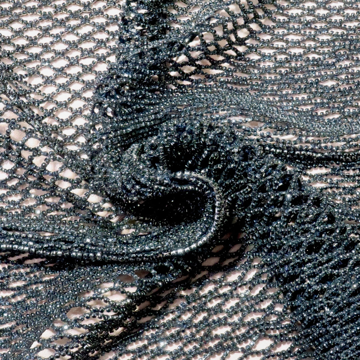 Black Crystals Embroidered Net Fabric | Rex Fabrics