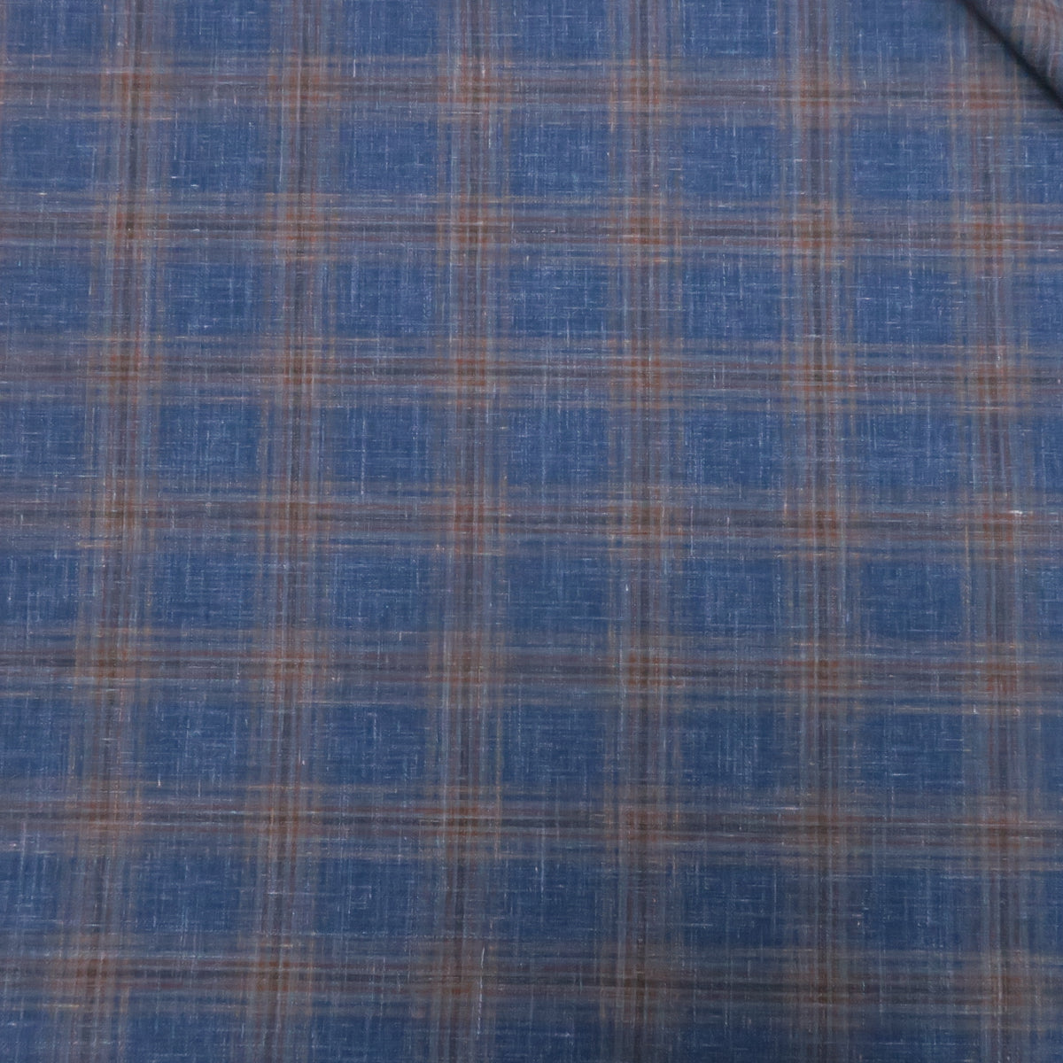 Light Blue and Burnt Orange Plaid Wool and Linen Calypso Rising Sun ...