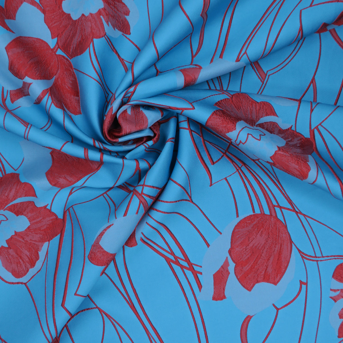Aqua and Coral Floral Embossed Reversible Textured Jacquard Brocade ...