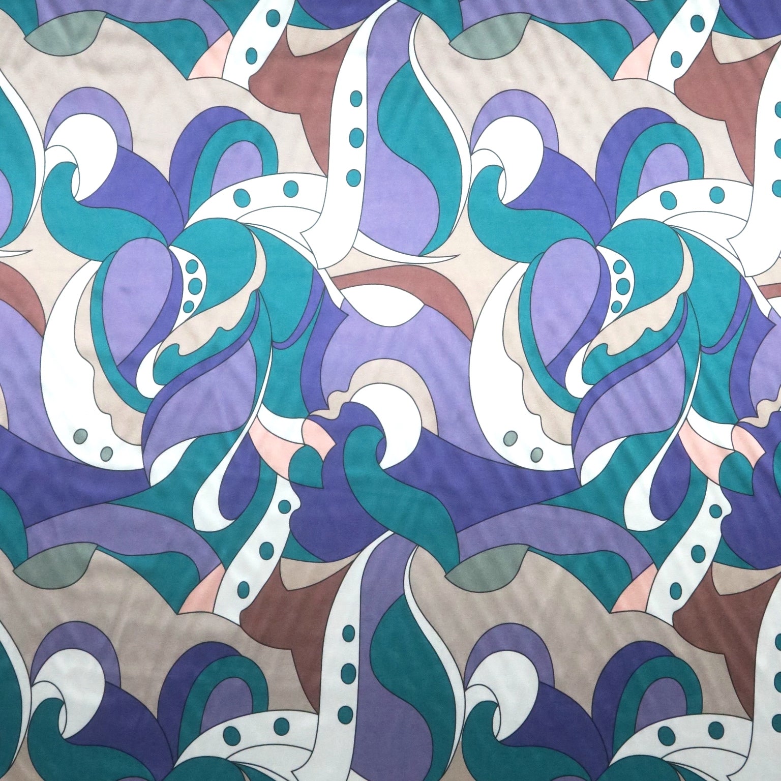 Purple Teal and Ivory Mosaic Abstract Charmeuse Polyester Fabric | Rex ...