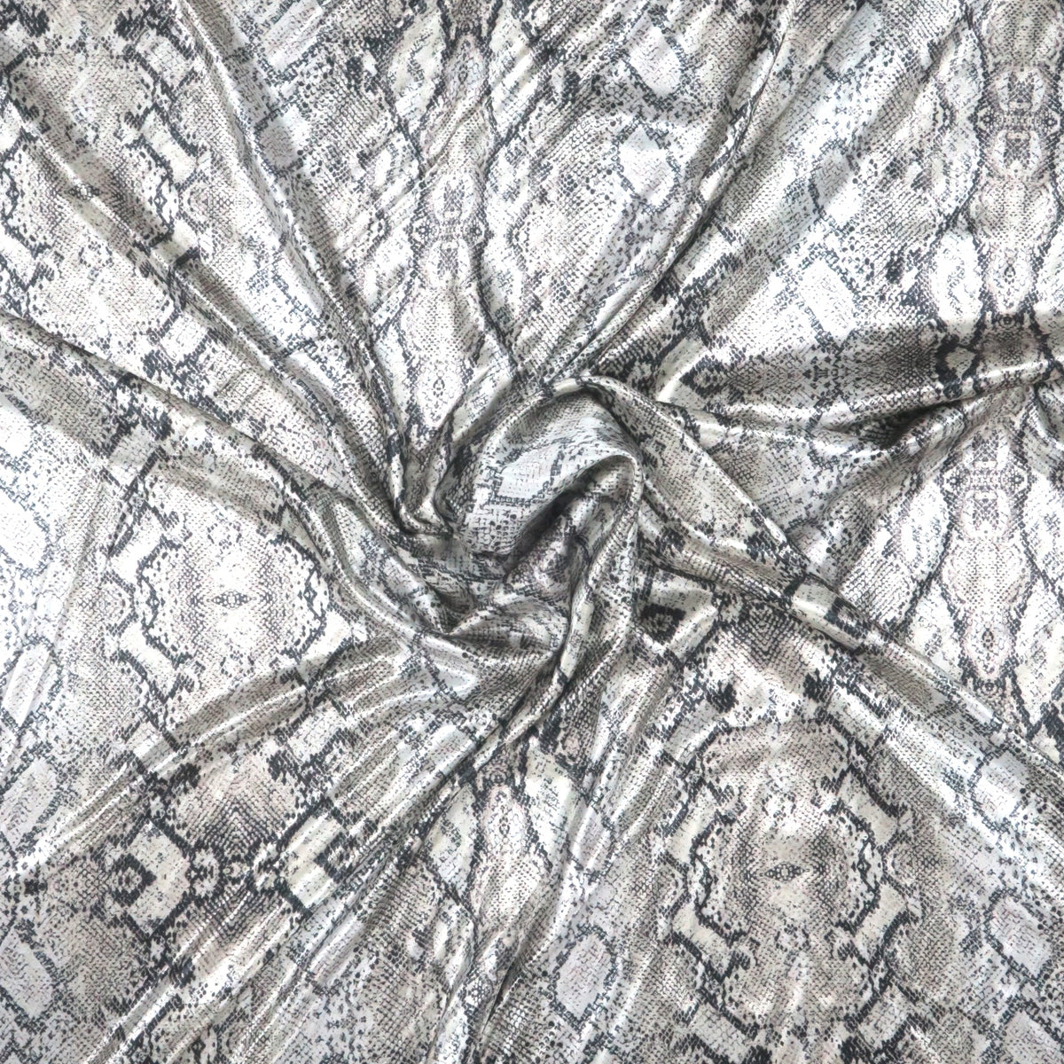 Ivory Snake Skin Animal Print Charmeuse Polyester Fabric | Rex Fabrics