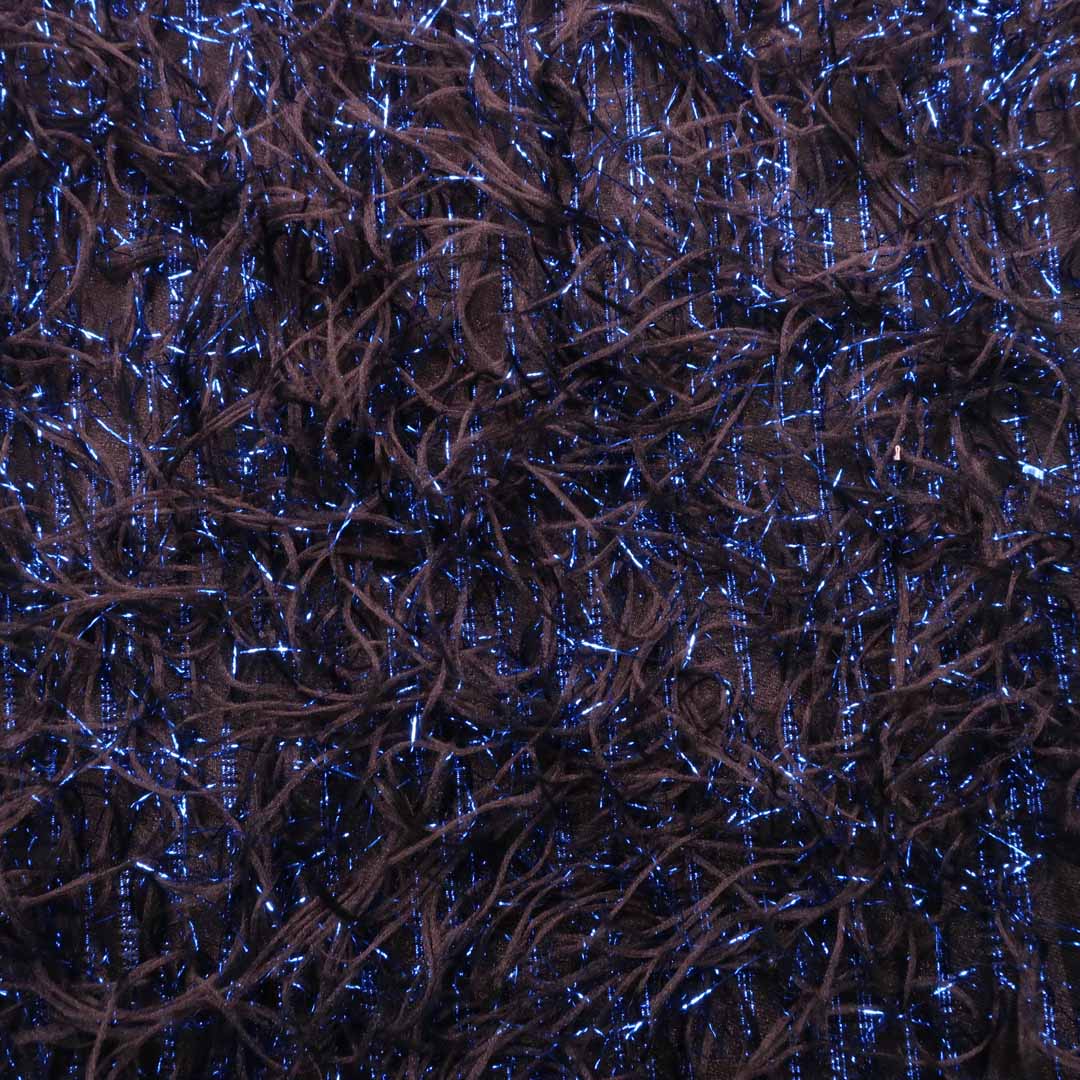 Fringes Textured Black And Blue Brocade Fabric– Rex Fabrics