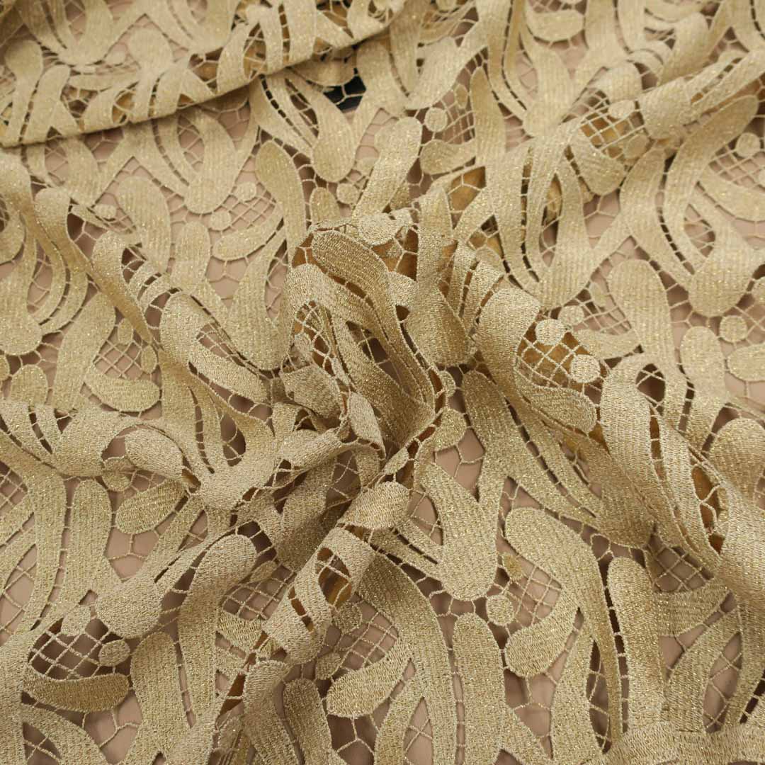 Brown Abstract Embroidery Fabric | Rex Fabrics
