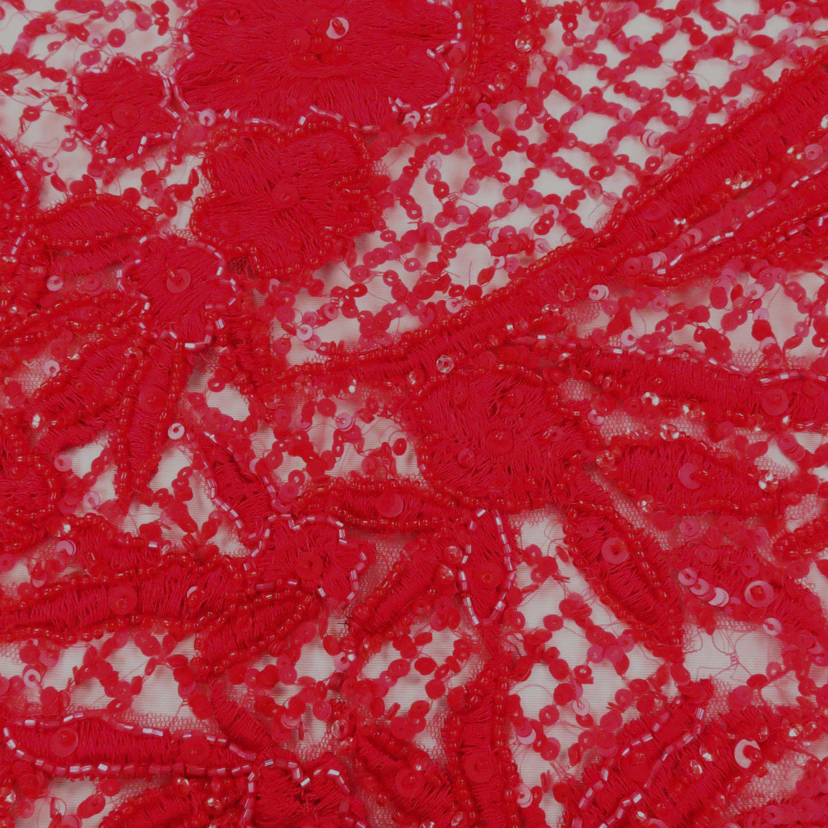 Red Abstract Embroidered Lace | Rex Fabrics