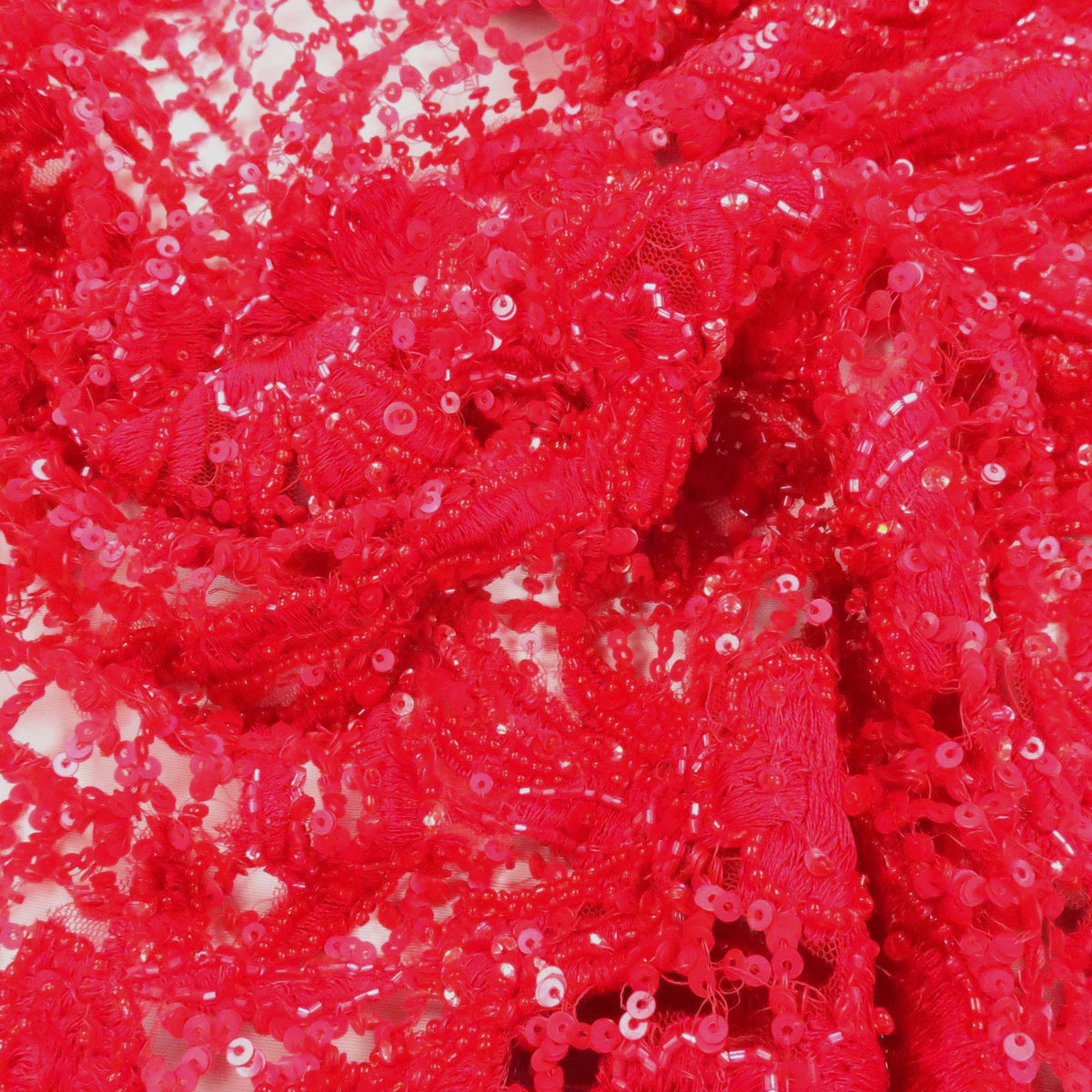 Red Abstract Embroidered Lace | Rex Fabrics
