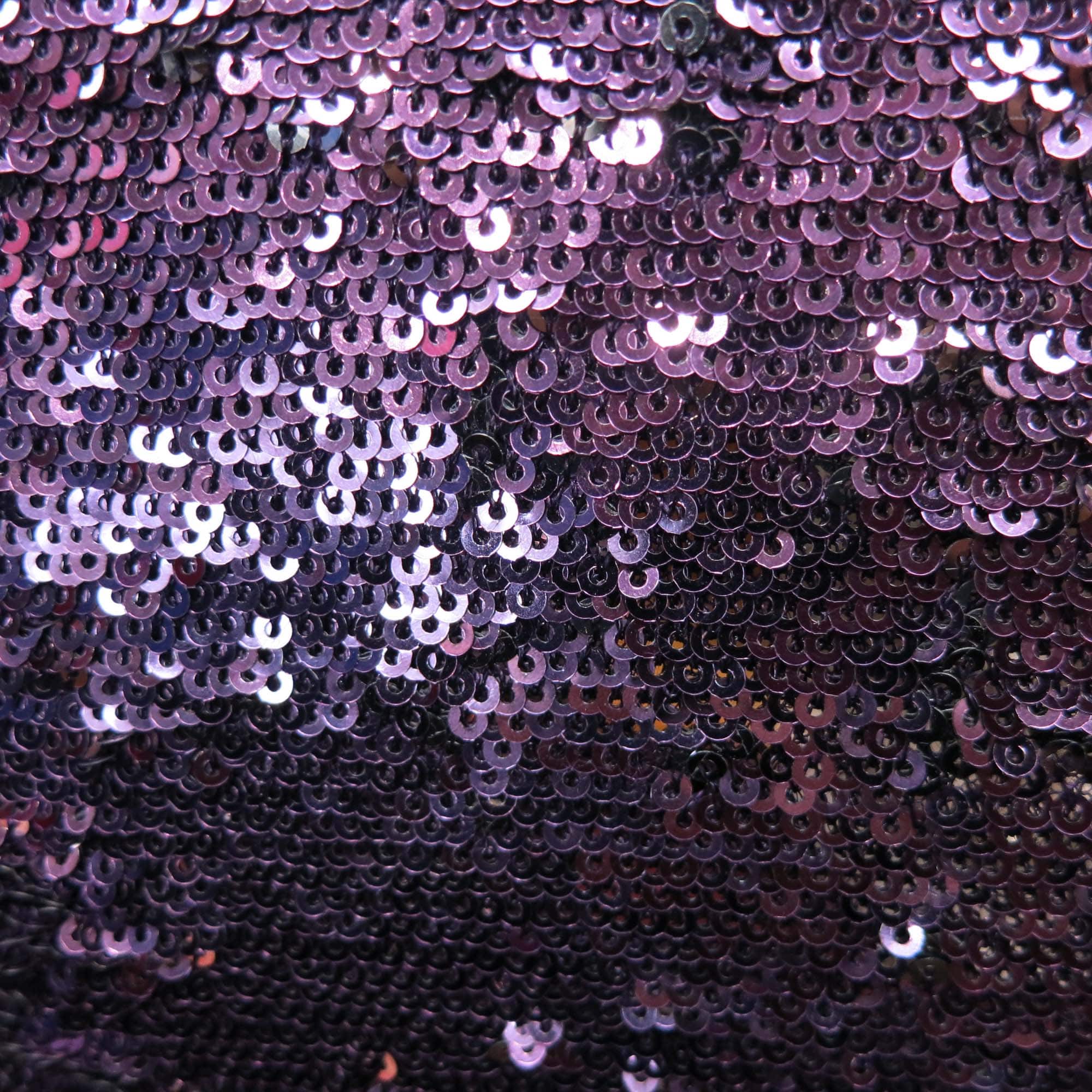 Eggplant Purple Sequin on Black Tulle Ground | Rex Fabrics